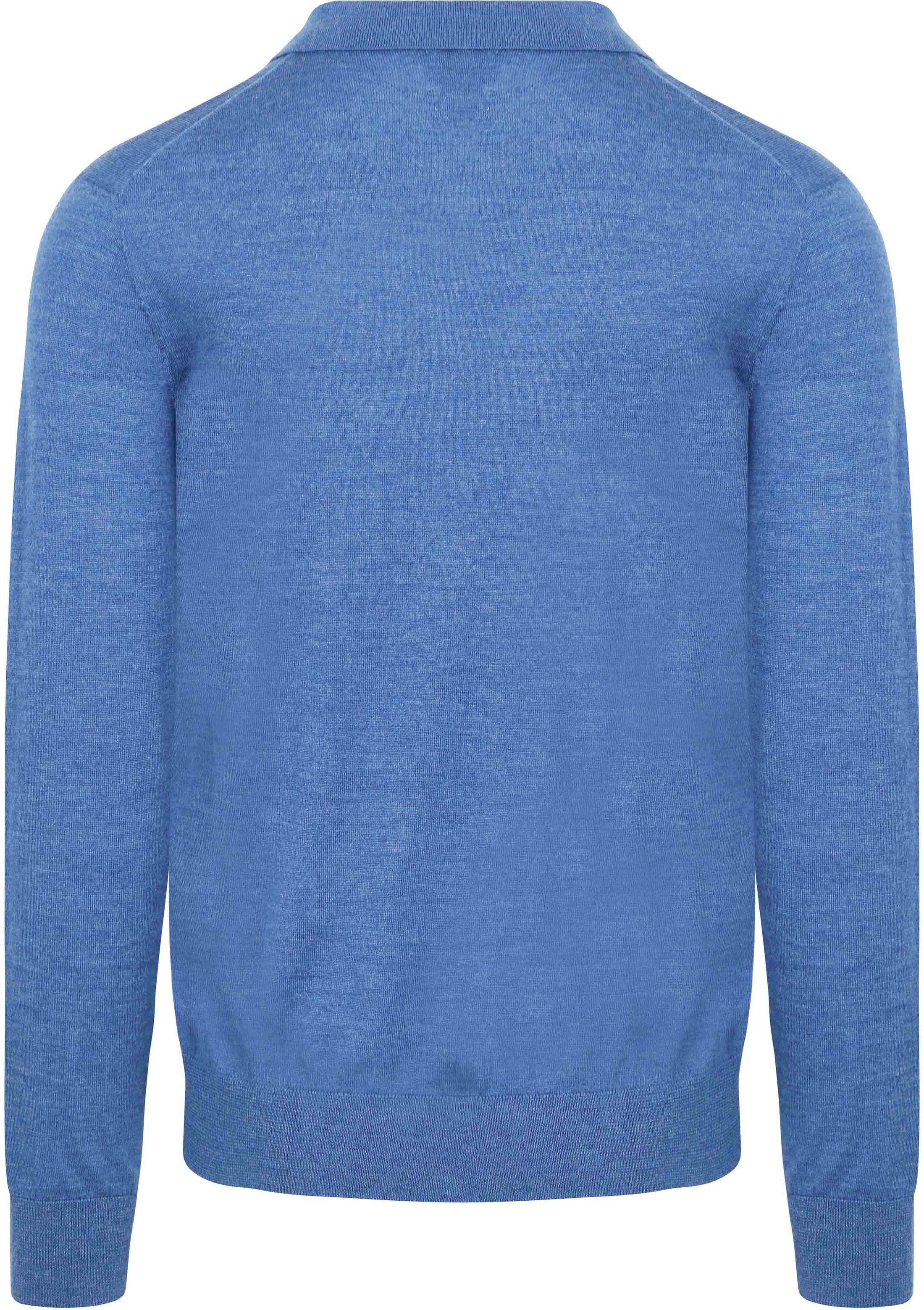 King Essentials The Robert Long Sleeve Poloshirt Merino Mid Blauw ...
