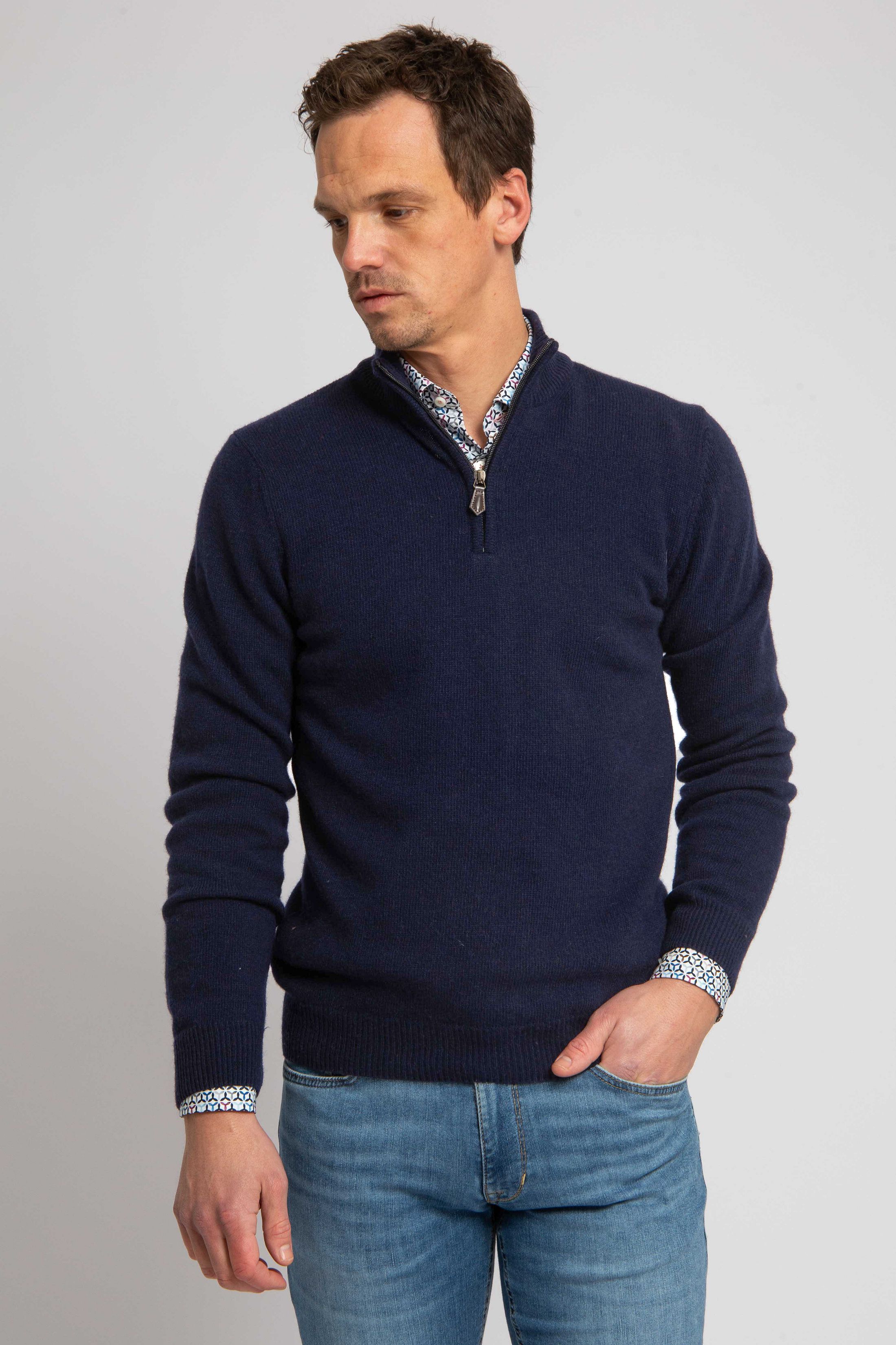 Suitable Half Zip Trui Lamswol Navy LMBS-Z-23 kl 108 navy kopen | Suitable
